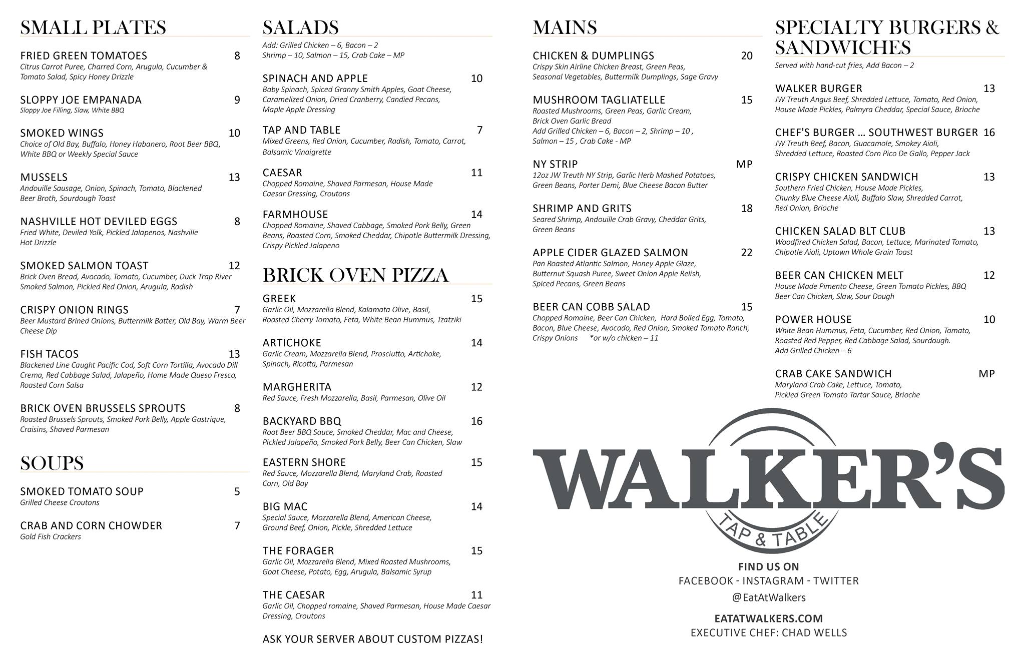 Walkers Coffee Menu at Margaret Aguirre blog